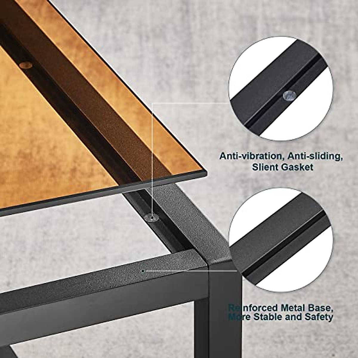 SAYGOER Glass Coffee Table Modern Coffee Tables Simple Square Center Table for Living Room Home Office Tempered Glass-top with Sturdy Metal Frame 26.7 x 26.7 x 15.7 Inches Easy Assembly, Brown Glass