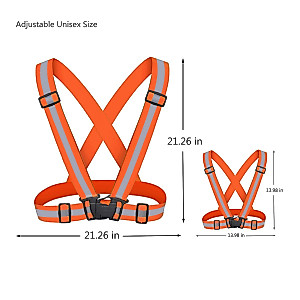 Yufenge Reflective Vest Running Gear High Visibility Reflective Vest Belt Adjustable Safety Vest Outdoor for Night Jogging Motorcycle Cycling Hiking Dog Walking 2 Pack (Orange)