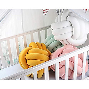 Knot Pillow Ball-Shaped Decorative Throw Pillows,Peal Pink 27cm Cute Couch Cushion Knotted Plush Pillow Suitable for Living Room Bed Decoration Handmade Braided Throw Pillows