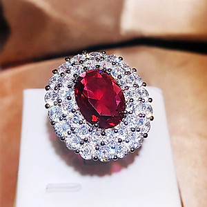 Viyuroyk 925 Sterling Silver shiny ruby full of diamonds Cubic Zirconia Rings Diamond Rings for Women Jewelry Findings Earring Backs Findings (Adjustable opening)