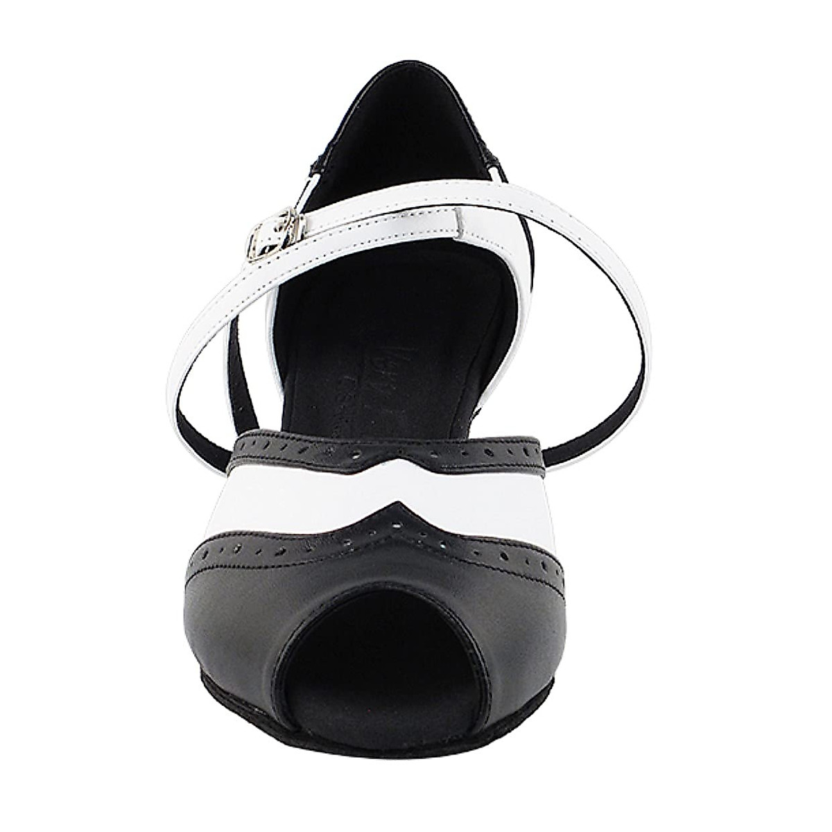 Very Fine Ladies Ballroom Salsa Latin Practice Dance Shoes C6035 & 2008 Black & White Leather Low Heel Comfortable (C6035 Black & White Leather 1.6" Cuban Heel, Numeric_6)