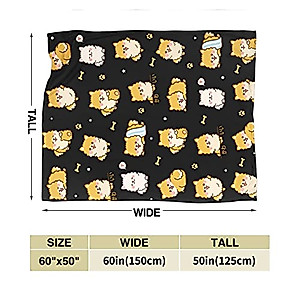 Nahjiiem Pomeranian Throw Blanket Cute Puppy Blanket Animal Pet Couch Throw Pomeranian Gifts for Pomeranian Lovers 50"×60"