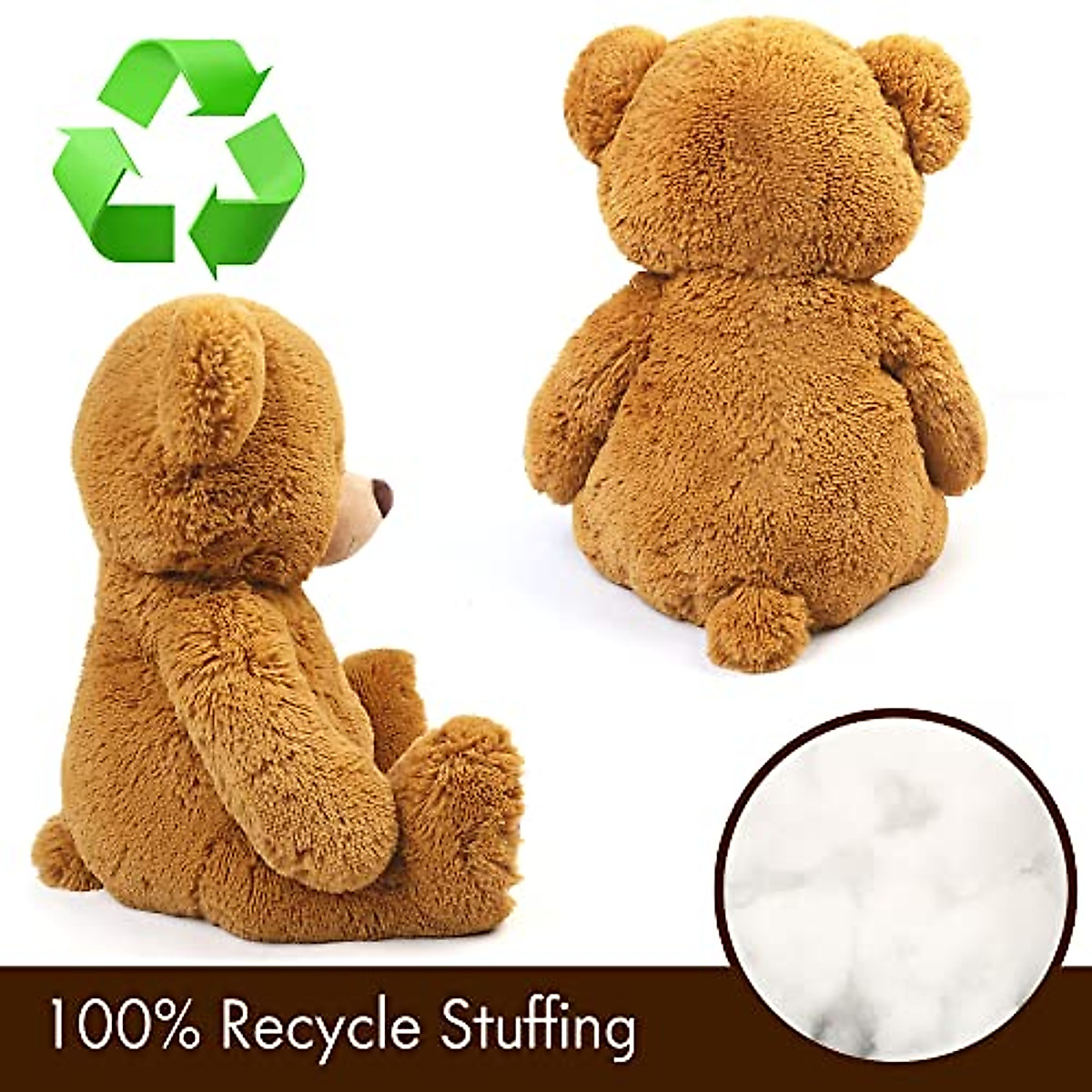 LotFancy Teddy Bear Stuffed Animals, 20 inch Soft Cuddly Stuffed Plush Bear, Cute Stuffed Animals Toy with Footprints, Gifts for Kids Baby Toddlers on Baby Shower, Valentine's Day, Brown