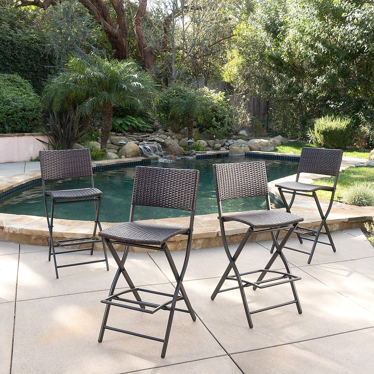 Christopher Knight Home Margarita Outdoor Wicker Barstools, 4-Pcs Set, Multibrown