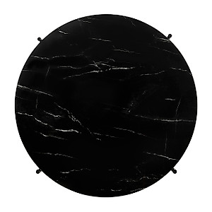 Danya B. Round Contemporary Marble Finish Veneer Top Black Metal Large Coffee Table - White or Black Marble (Black Marble)