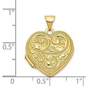 IceCarats 14K Yellow Gold Love You Always Heart Personalized Photo Locket Necklace Charm Pendant 24mm x 18.75mm Only