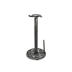 Hampton Nautical Antique Silver Cast Iron Paper Towel Holder 13"-Sea Turtle Beach Decor