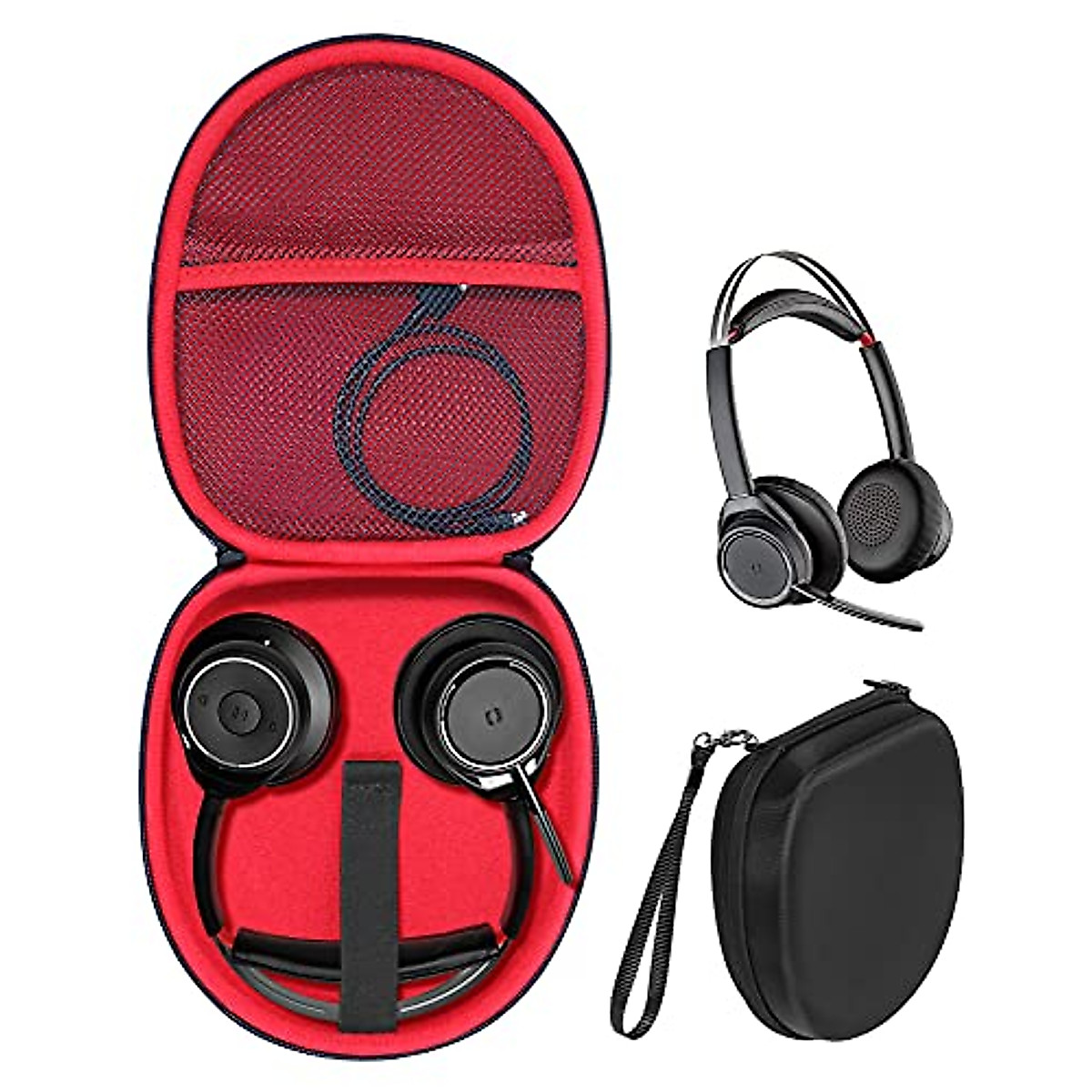 Alltravel Headset Case for Plantronics Voyager Focus UC, Blackwire 3210, C3210, 5210, 5220, 3220; Also for Jabra Evolve 65, 65UC, 40, 40 UC, 20 UC; H800, H820e, H390, h540, H650e, H570