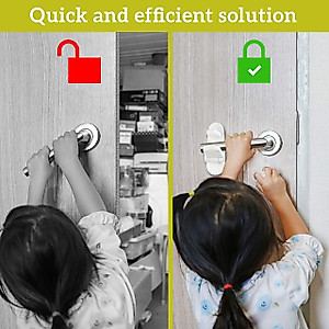Door Lever Lock (3 Pack) Prevents Toddlers from Opening Doors. 3.25" L * 1.5" W * 4.5" H Easy One Hand Operation for Adults. Durable ABS with 3M Adhesive Backing. Simple Install, No Tools Needed.
