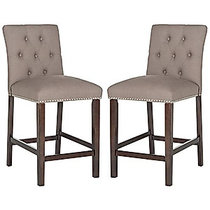 Safavieh Home Collection Norah Dark Taupe and Espresso Counter Stool (Set of 2)