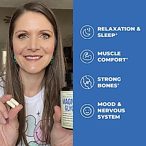Magnesium Glycinate 200mg Capsules (Glicinato de Magnesio) - Vegan Magnesium 200mg for Restful Sleep & Mood Support, Muscle Comfort, Bone & Nervous System Health. 60 Chelated Magnesium-Glycinate Caps