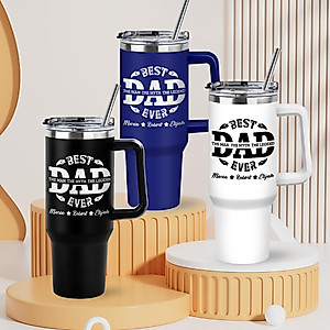 BMYDIY Personalized Fathers Day Birthday Gift for Dad, Customizable 40 Oz Tumbler with Handle Leak-proof Lid and Straw, Custom Extra Large Stainless Steel Insulated Cup/Coffee Mug/Travel Mug with Name