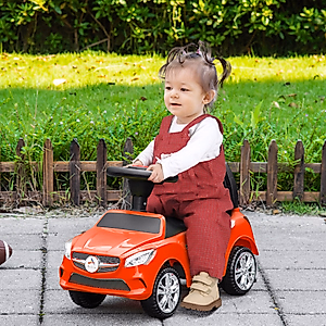 Aosom Kids Ride On Push Car, Foot-to-Floor Walking Sliding Toy Car for Toddler with Working Horn, Music, Headlights and Storage, Red
