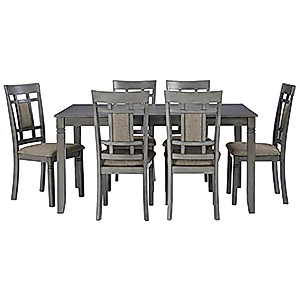 Signature Design by Ashley Jayemyer 7 Piece Dining Room Set, Includes Table and 6 Chairs, Dark Gray