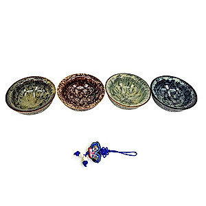 Handmade Japanese Cold Sake Sushi Wine Tea Cup,Kungfu Teacup, Set of 4 (Multi)