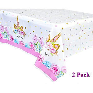 Rainbow Unico Party Supplies Set - Serves 25 - Including Unico Banner, Plates, Cups, Napkins, Straws and Tablecloths