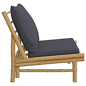 YAFF Patio Chairs 2 pcs with Dark Gray Cushions Bamboo-3459
