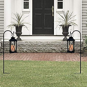 Decorative Black Lantern with Cross bar Design - LED Flickering Flameless Pillar Candle with 5 Hour Timer Included - Indoor/Outdoor Lantern - 13" - Pack of 6