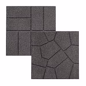 Rubberific Dual Sided Rubber Paver Tile - 16" X 16" X 3/4" (Gray, 1 Tile)