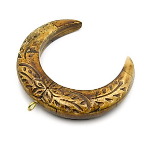 Bone Pendant | Floral Carved Crescent Pendant | Ox Bone Focal Pendant | White
