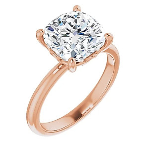 Moissanite Engagement Ring 4 Carat Cushion Handmade Solitaire Diamond Ring Bridal Wedding Gifts for Women Ring VVS1 Colorless (10K Solid Rose Gold)