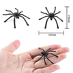 YAONIEO Black Plastic Spiders, 100 Pcs Plastic Halloween Spiders 1.7In Small Fake Spiders Mini Plastic Spiders Bulk Halloween Party Decorations