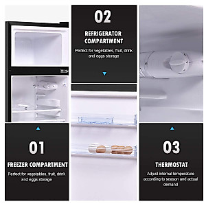 GOFLAME Compact Refrigerator, 3.4 cu. ft. Mini Cooler Fridge with Removable Glass Shelves, Adjustable Thermostat, Freestanding Fridge with Top Door Freezer for Dorm, Office, Apartment Use (Black)