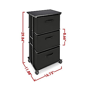 Dresser Storage with 3 Drawers, Fabric Dresser Tower, Vertical Storage Unit for Bedroom, Closet, Office, Black