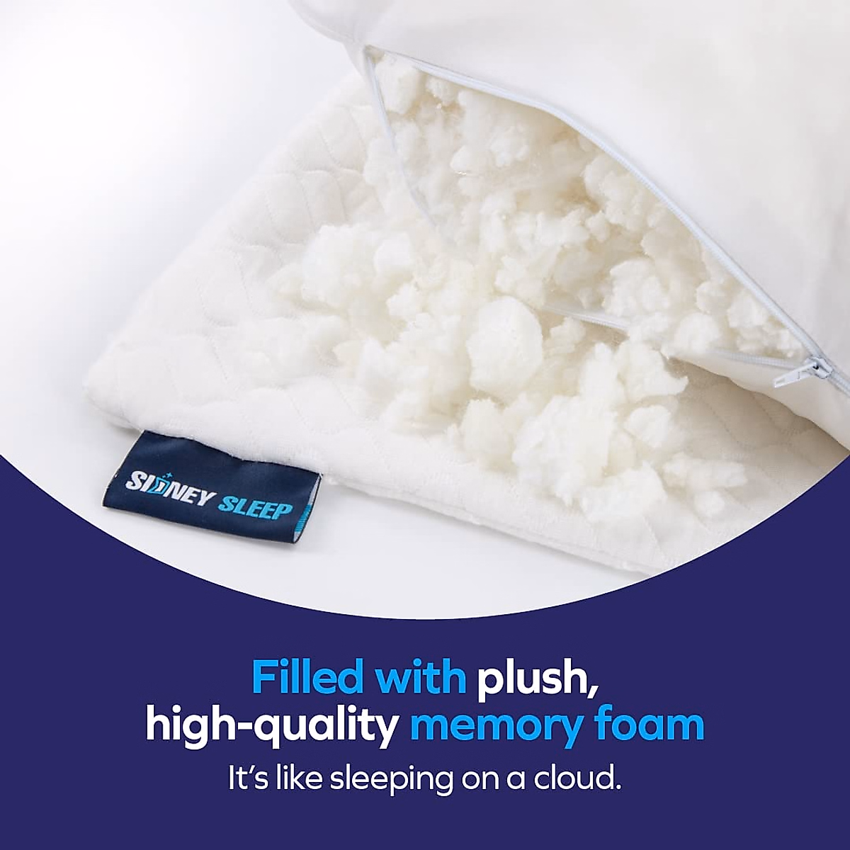 Sidney Sleep Set of 2 Queen Size Bed Pillows for Side and Back Sleepers - Adjustable Filling - Memory Foam Pillows for Neck and Shoulder Pain - Customizable Loft - Extra Foam Included (White)