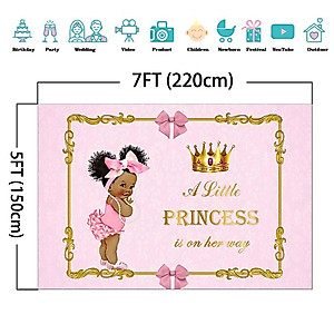 Mocsicka Mehofoto Royal Baby Shower Backdrop Little Princess Pink Bow Photography Background 7x5ft Vinyl Royal Pink Girl's Baby Shower Party Banner Backdrops