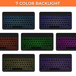 iPad 9th Generation Case with Keyboard, Slim Leather Folio Smart Cover for iPad 2021 9th & 8th & 7th & Air 3rd Gen 7 Color Backlit Keyboard with Pencil Holder, iPad 10.2 2021 & Air 10.5 Compatible