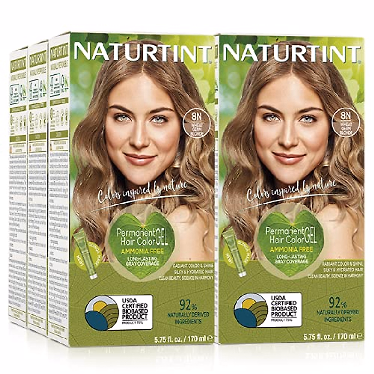 Naturtint Permanent Hair Color 8N Wheat Germ Blonde (Pack of 6), Ammonia Free, Vegan, Cruelty Free, up to 100% Gray Coverage, Long Lasting Results