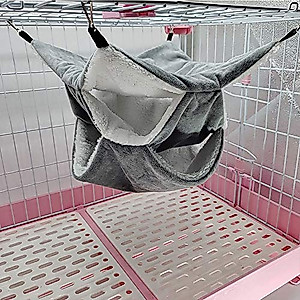Oncpcare Small Pet Cage Hammock, Triple-Layer Sugar Glider Hammock, Hamster Cage Accessories Bedding Cozy Small Animals Bed for Chinchilla Parrot Sugar Glider Ferrets Rat Hamster Rat Playing Sleeping