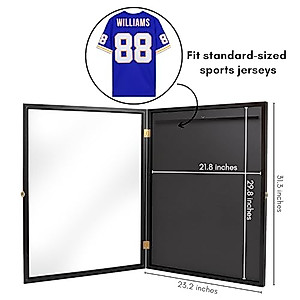 Americanflat Jersey Frame Display Case - 23x31 Lockable Display Case with Hanger - All-Star Collection - Black Sports Jersey Frame Shadow Box with Plexiglass for Baseball, Football, Basketball, Soccer