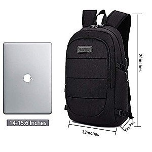 Travel Laptop Backpack,Anti Theft College School Bookbag with USB Charging Port & Headphone Interface for Women Men,Business Water Proof Computer Bag Fits Under 15.6 Inches Laptops（Black）