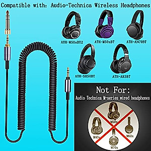 FAAEAL WH-1000XM3 Coiled Audio Cable Compatible with Sony WH-1000XM4 WH-1000XM5 MDR-XB950B1 Headsets,Audio-Technica ATH-M50xBT2 Headphones,3.5mm(1/8”) Extension Cord with 6.35mm(1/4”) Adapter/14ft