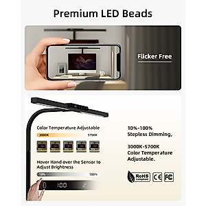 EZVALO 2023 Upgraded Led Desk Lamp, Hand-Sweep Architect Desk Lamps for Home Office, 31.5’’ Office Lighting with Led Display, Led Desk Light for Office with Clamp for Monitor Study Crafting Reading