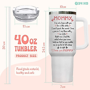 34HD First Mothers Day Gifts, Elephant Mom Tumbler with Handle and Straw 40oz Stainless Steel, Cute Baby Animal Gifts for New Mom, Mama Coffee Travel Mug