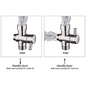 Ciencia Metal T-adapter with Shut-off T Valve, 7/8 or 15/16 and G1/2 3-way Water Tee Connector,for Handheld Toilet Bidet Spray Bathroom,Chrome, DSF006