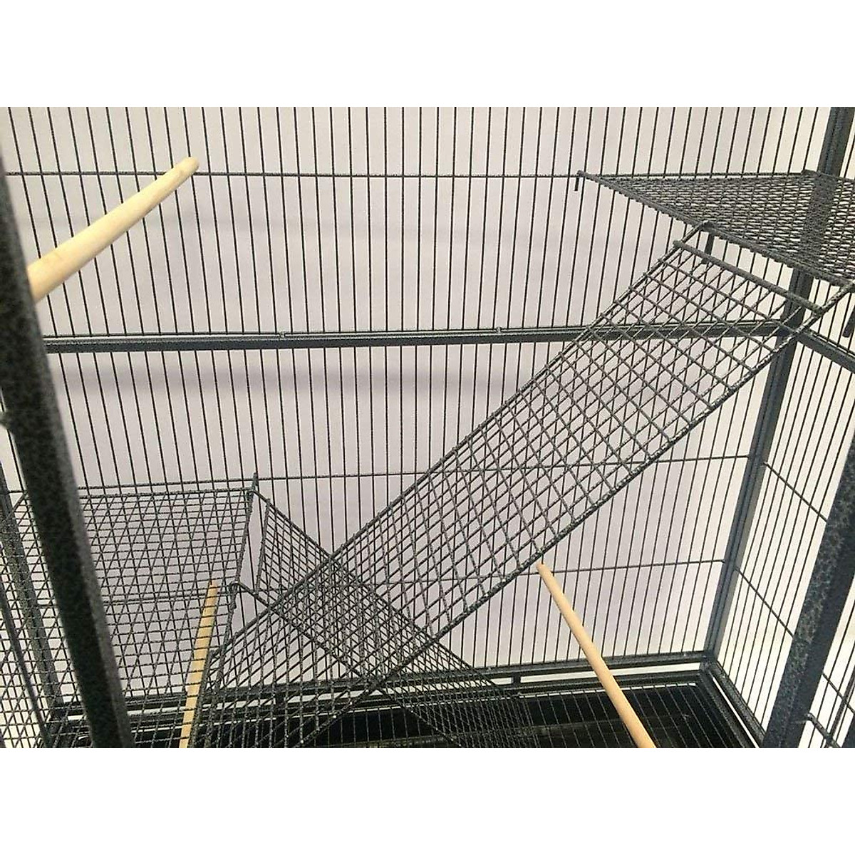 70" Extra Large Chew-Proof Wrought Iron 4-Levels Tight 1/2-Inch Bar Spacing for Ferret Chinchilla Sugar Glider Home Cage Easy to Clean Pull Out Tray with Removable Stand on Wheels