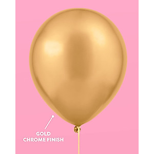 xo, Fetti Gold Chrome Birthday Balloon Set - 25 pk, 12" | Bachelorette Party Decorations, Bridal Shower, Birthday Party, Baby Shower, Engagement