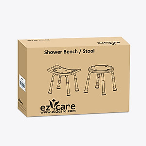 EZ2CARE Shower Chair for Inside Shower, Adjustable Lightweight Alloy Aluminum Shower Bench, Tool-Free Assembly Shower Stool, Shower Seat for Elderly and Disabled, Certified 300 lbs Load, White