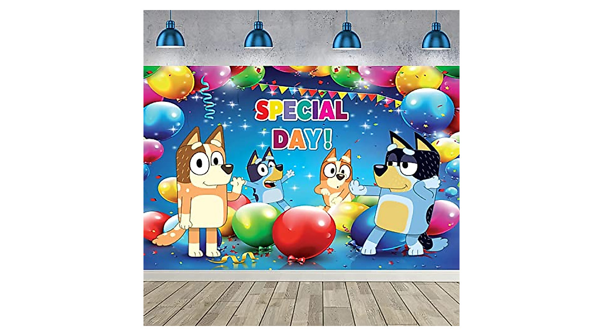 Bluey Birthday Backdrop Banner - 7x5 ft Kids Party Decorations