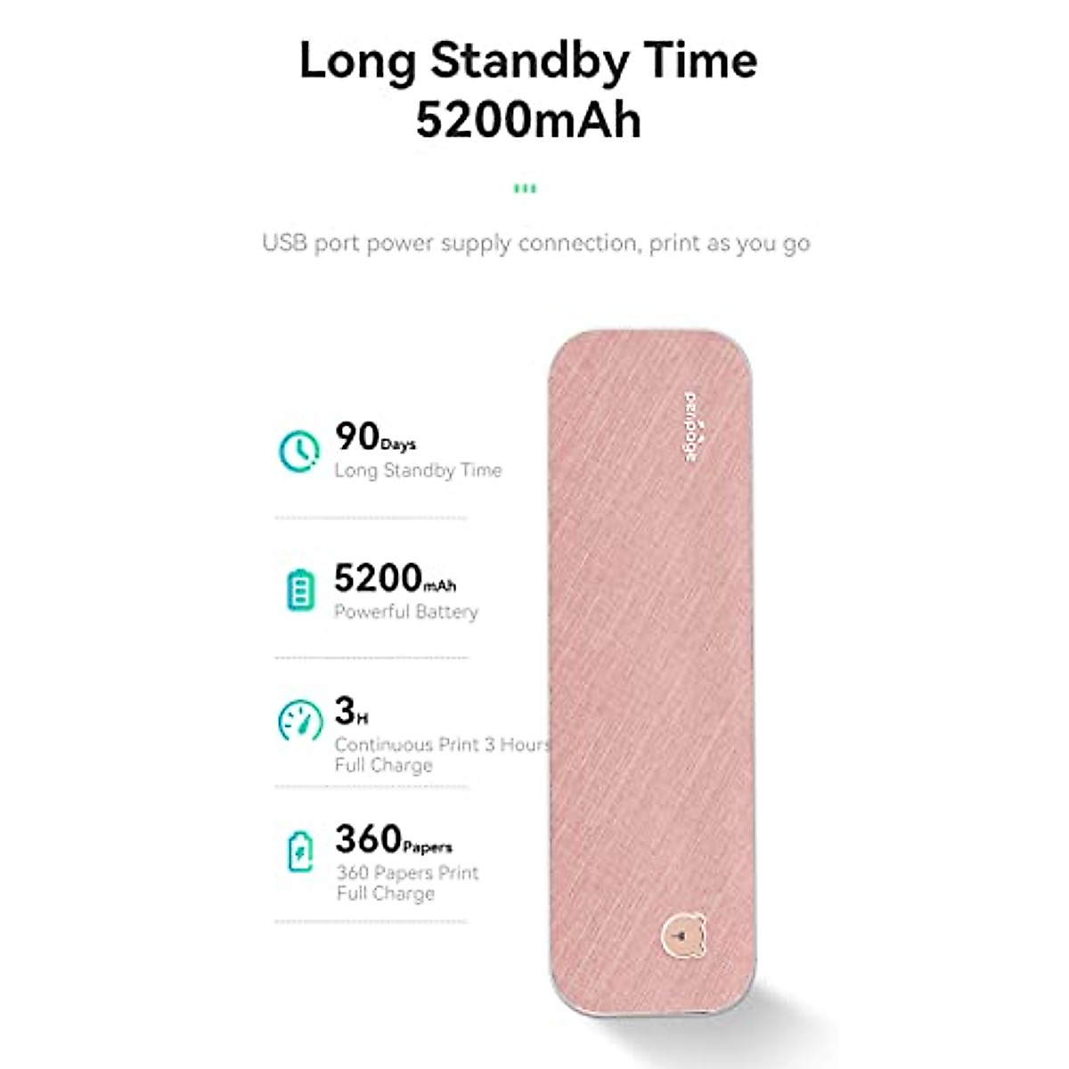 Bisofice PeriPage Portable Printer, A4 Wireless Bluetooth Travel Printer, Portable Thermal Printer Compatible with Android and iOS, Support 2''/3''/4'' Paper Width, Mobile Printer