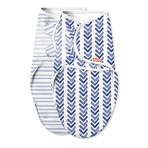SwaddleMe Luxe Easy Change Swaddle – Size Small/Medium, 0-3 Months, 2-Pack (Water Color Indigo)