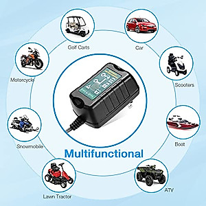 EBL 6V 12V Battery Charger 1.5A Car Charger - Portable Automotive Car Battery Charger Trickle Charger Battery Maintainer with Temperature Compensation for Cars, Motorcycles, Boats, ATVs, RVs