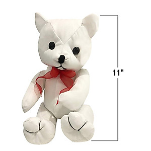 ArtCreativity Plush Autograph Teddy Bear, 1 Piece, Graduation Autograph Stuffed Animal, 11 Inch Stuffed Toy with White Smooth Fabric, Cute Hospital Get Well Soon Gift, Unique Baby Shower Idea