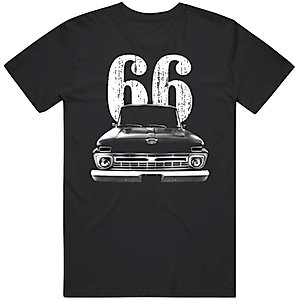 PurpleMonkeyTees 1966 F100 Pickup Truck Front Grill View with Year T Shirt XL Black