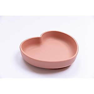 100% Food Grade Silicone Non-Slip Suction Heart Plate Dishware For Baby Lead Feeding | For Babies And Toddlers, BPA FREE, Diswasher Safe & Microwave Safe - Choose From 6 Colors (Muted Pink)