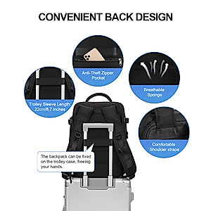 VECAVE Large Carry On Backpack for Women Men,Travel Backpack, Airline Approved Backpack Fit 17 Inch Laptop with USB Charging Port (Black)